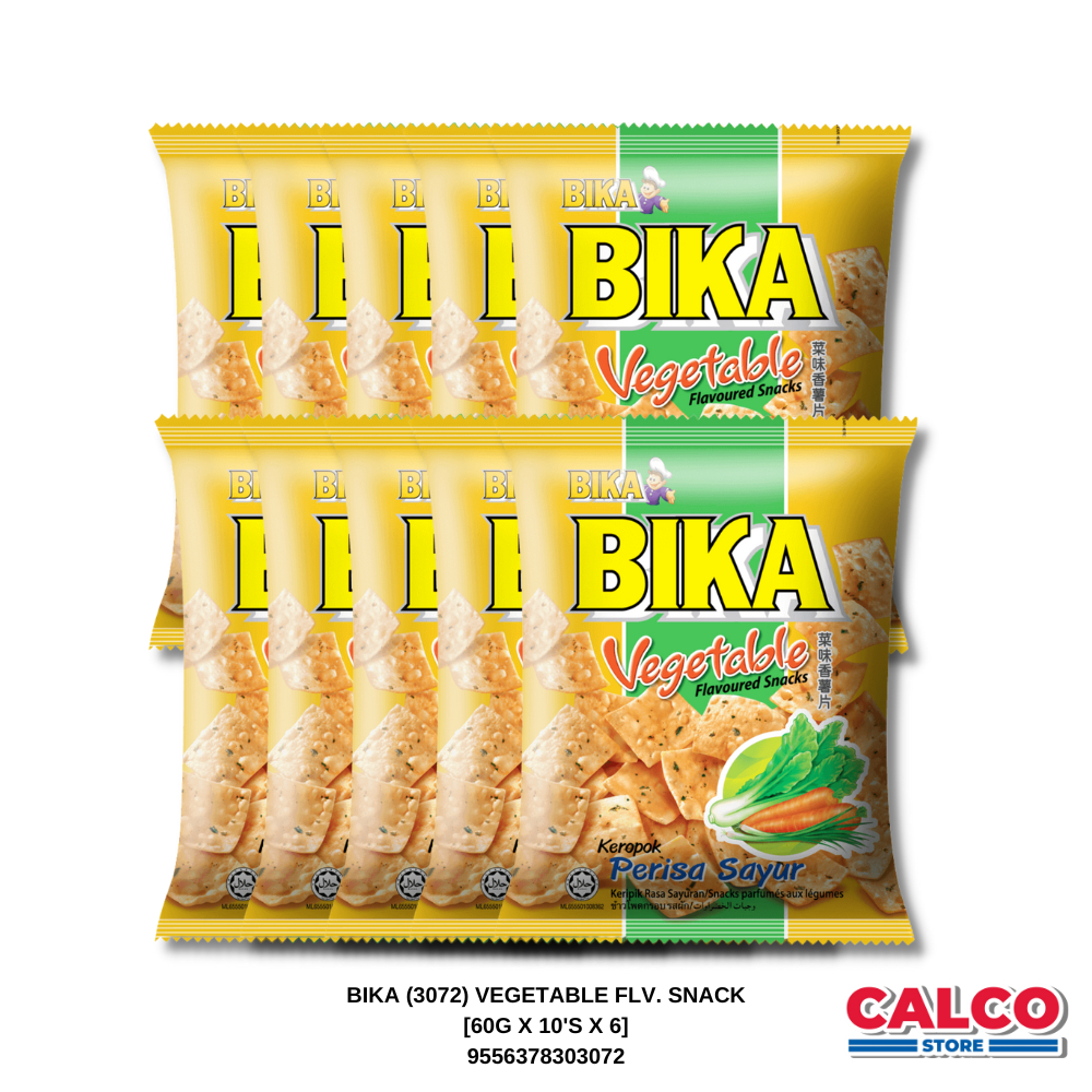 60g x 10 pcs Bika 3072 Vegetable Flavoured Snacks Keropok Perisa Sayur 菜味香薯片零食 Halal | Shopee ...