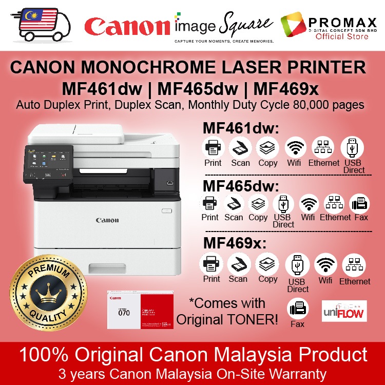 CANON imageCLASS MF461dw / MF465dw / MF469x Monochrome Laser Printer ...