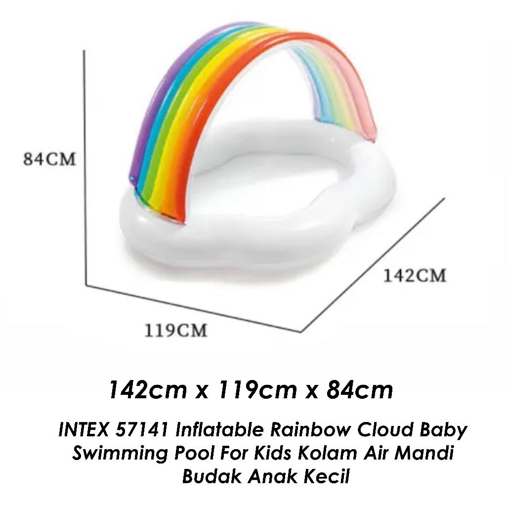 INTEX 57141 Inflatable Rainbow Cloud Baby Swimming Pool For Kids Kolam ...