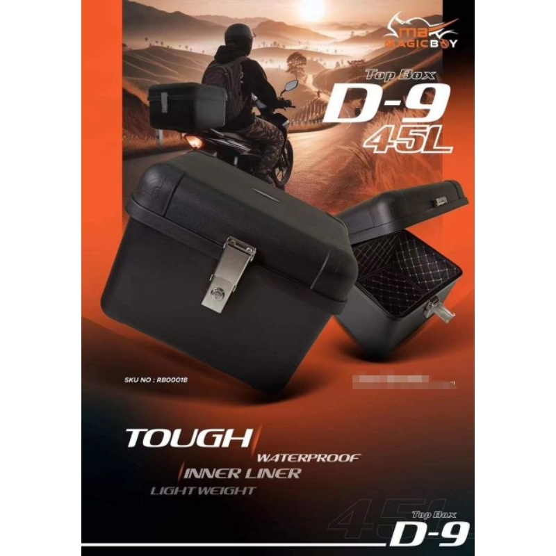 Magic Boy Top Box D9 45L Waterproof Box Bakul Motor Extra Trunk ...