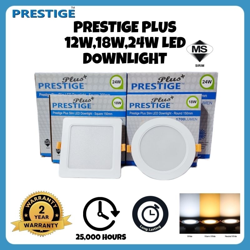 (EXTRA BRIGHT) PRESTIGE PLUS+ 12W/18W/24W 5"/6"/8" LED DOWNLIGHT/LAMPU PLASTER CEILING | Shopee ...