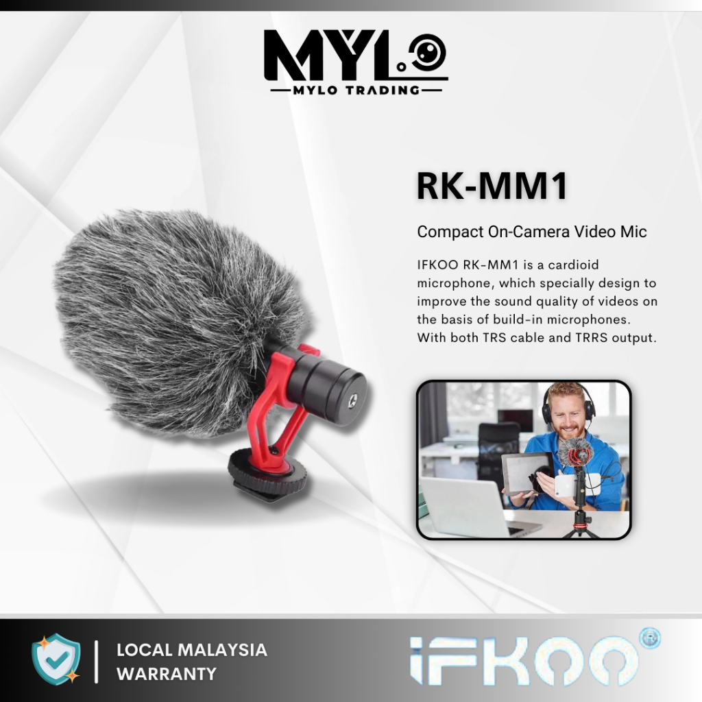 IFKOO RK-MM1 MM1 Compact On-Camera Video Microphone Youtube Vlogging ...