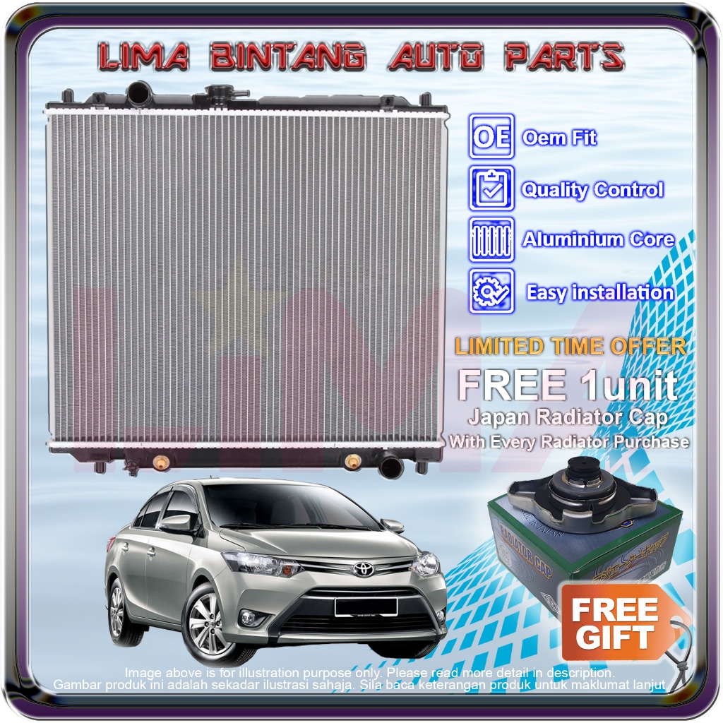 Toyota Vios NCP150 Radiator Auto ( Single Layer ) *Free Cap* 2014-2018 ...