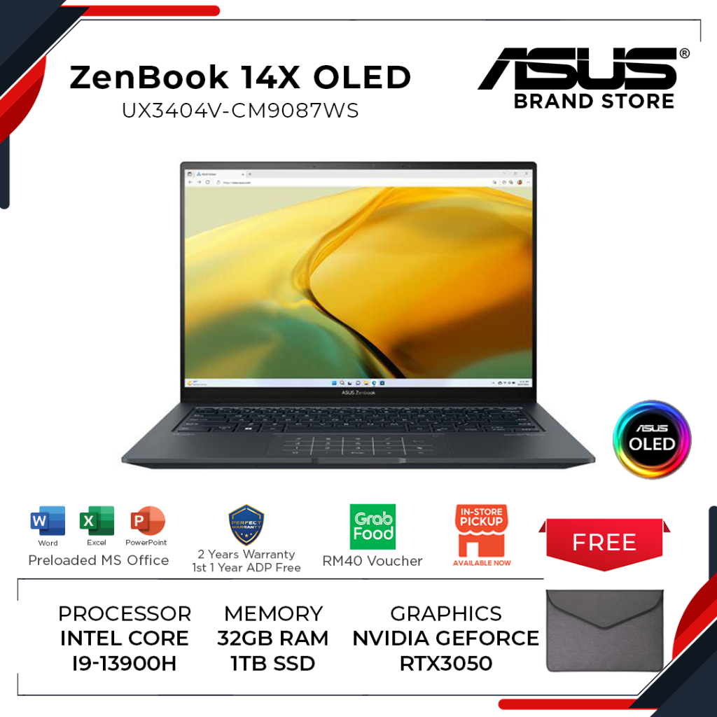 Asus Zenbook 14X OLED UX3404V-CM9087WS UX3404V-CM9088WS i9-13900H/ 32GB ...