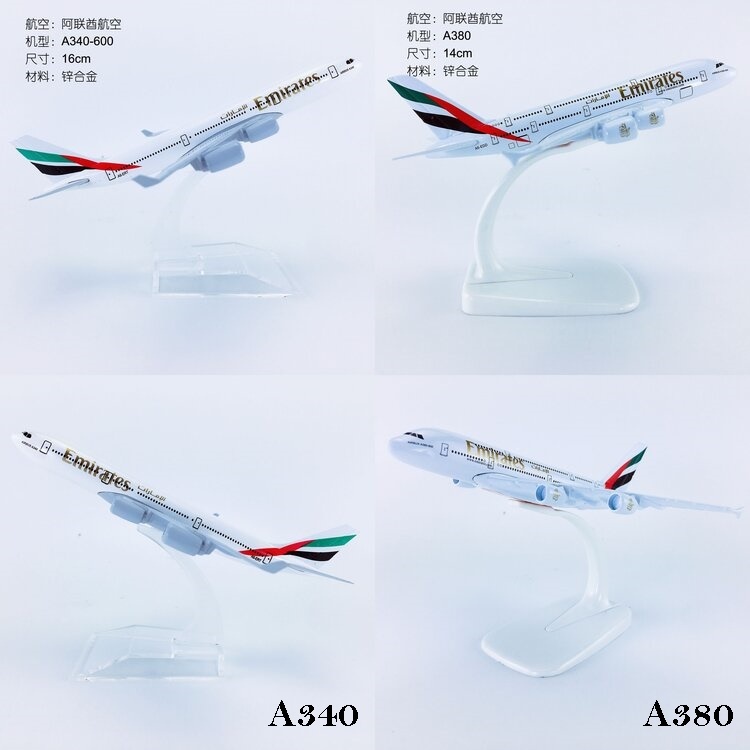 Emirates Airlines A340-600 A380 Plane 16cm Alloy Metal Plane Model Kit ...