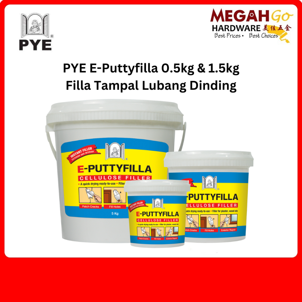 PYE Putty Filla 0.5kg & 1.5kg Filla Tampal Lubang Dinding | Shopee Malaysia