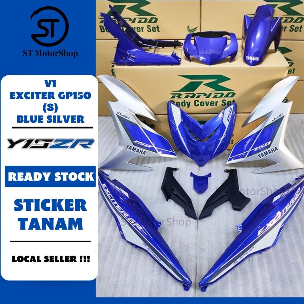 Yamaha Ysuku Y15zr V1 V2 Exciter GP150 (8) Blue Silver Sticker Tanam ...