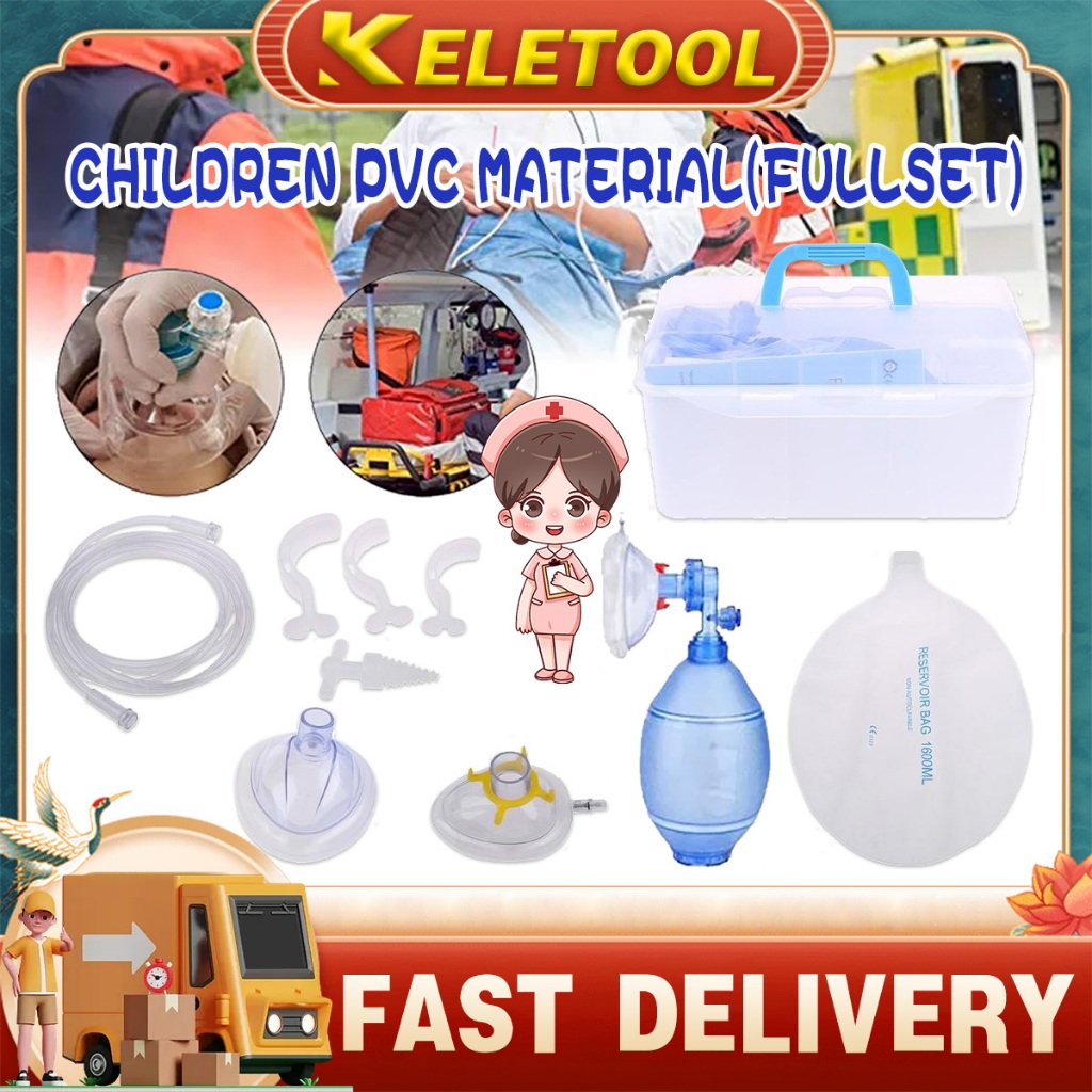 First Aid Adults Manual Resuscitator PVC Ambu Bag Infants Oxygen Tube ...