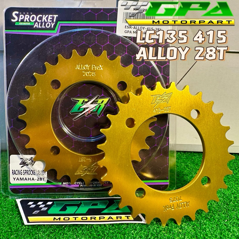 ESR RACING SPROCKET GOLD ALLOY 415 YAMAHA LC135 28T 29T 30T 31T 32T 33T 34T 35T 36T 37T 38T 39T ...