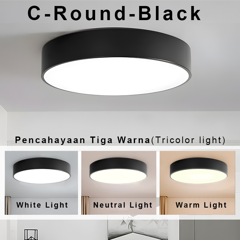 GOGEOUS 23/30CM Lampu Siling kayu LED Tricolor Lampu Syiling Bilik ...