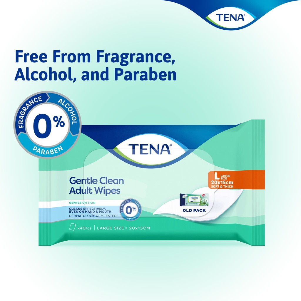 TENA Gentle Clean Adult Wipes L (20 x 15cm)/ Proskin Adult Wipes XL (30 ...