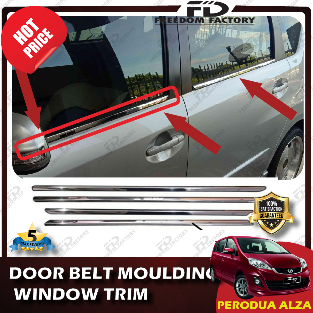Perodua Alza Window Trim Chrome Lining / Door Belt Moulding (4Pcs/Set ...