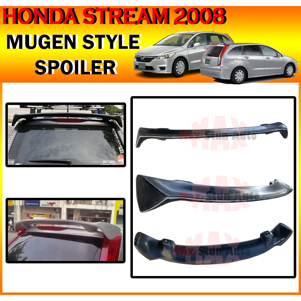 HONDA STREAM 2008 & ABOVE MUGEN STYLE SPOILER MATERIAL FIBER UNPAINT ...