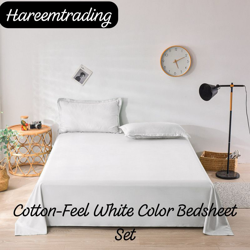 Fitted Bedsheet Plain White Color / Cadar Warna Putih Hotel / Katil ...