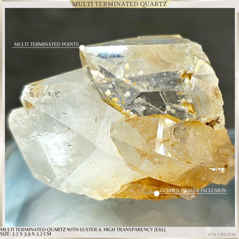HIMALAYAN CLEAR QUARTZ FOUR POINTED WITH GOLDEN HEALER INCLUSION [E61 ...