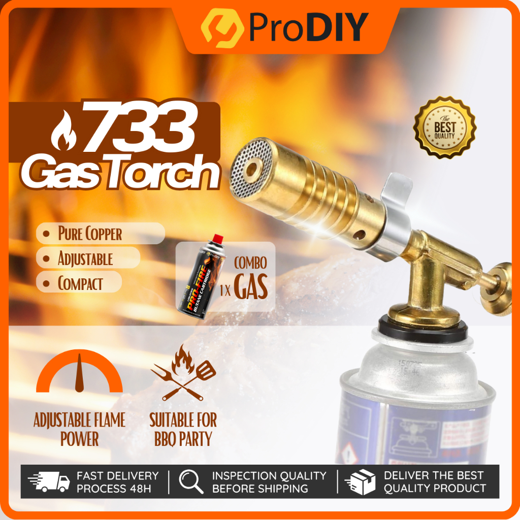 Adjustable Fire Power Gas Torch 733 Copper Flame Gun with Butane Gas ...
