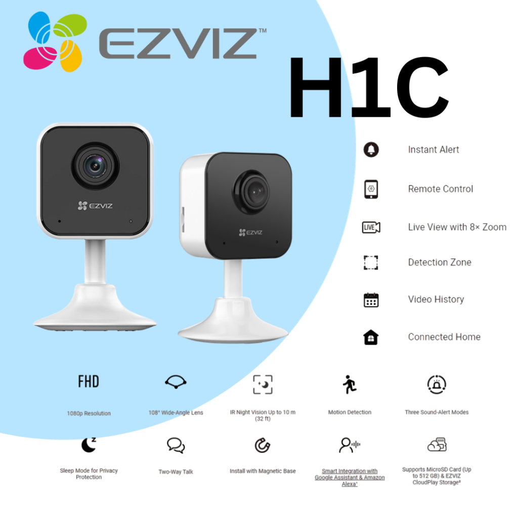 HIKVISION EZVIZ CCTV (Top Global Brand) H1C Smart Home Wireless WiFi ...