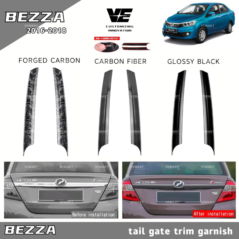 Vemart perodua bezza 2016-2018 car rear tail gate trim garnish ...