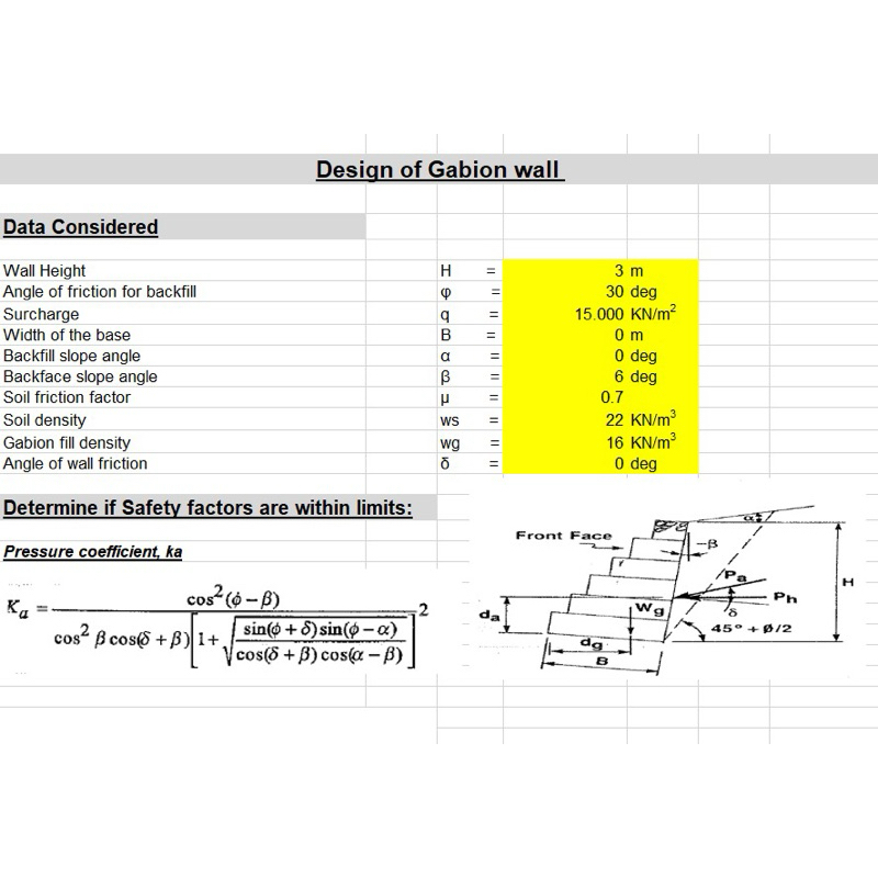 Gabion Wall Design Excel Spreadsheet | Shopee Malaysia