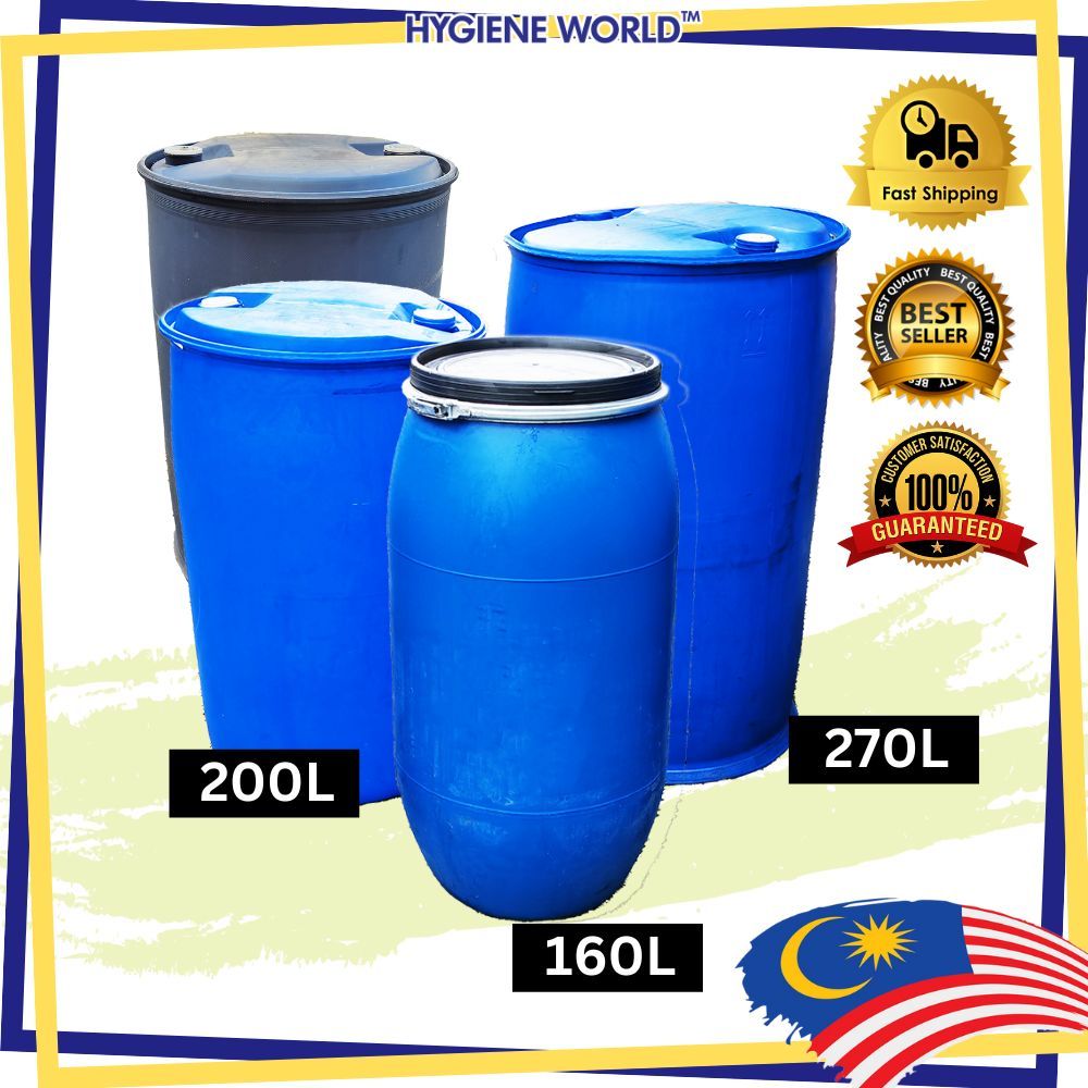 Tong Drum Plastik /Tong Air / Blue Drum Plastic / Bekas Tong 160L 200L ...