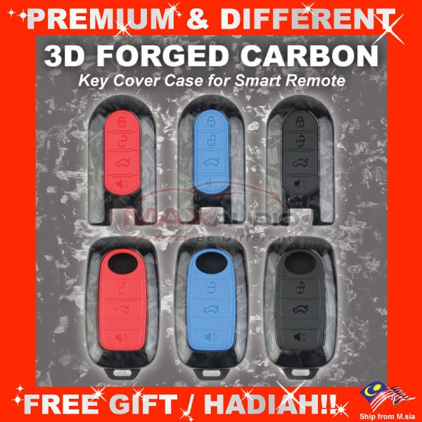 Forged Carbon Key Cover PERODUA MYVI AXIA BEZZA ALZA ARUZ ATIVA Keyless ...