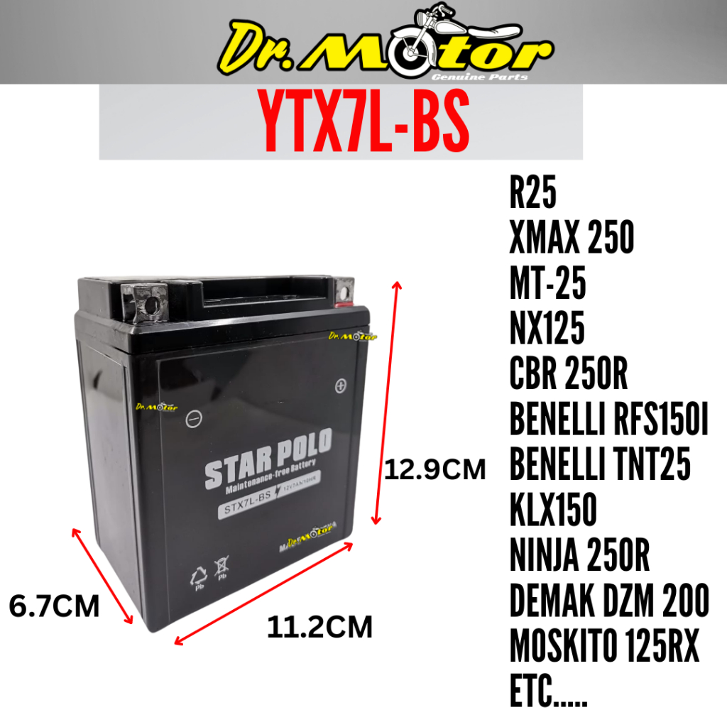 STAR POLO Gel BATTERY BATERI MOTOR BATTERI 6N4 YTZ5 YTZ6 YTZ7S YB3L ...