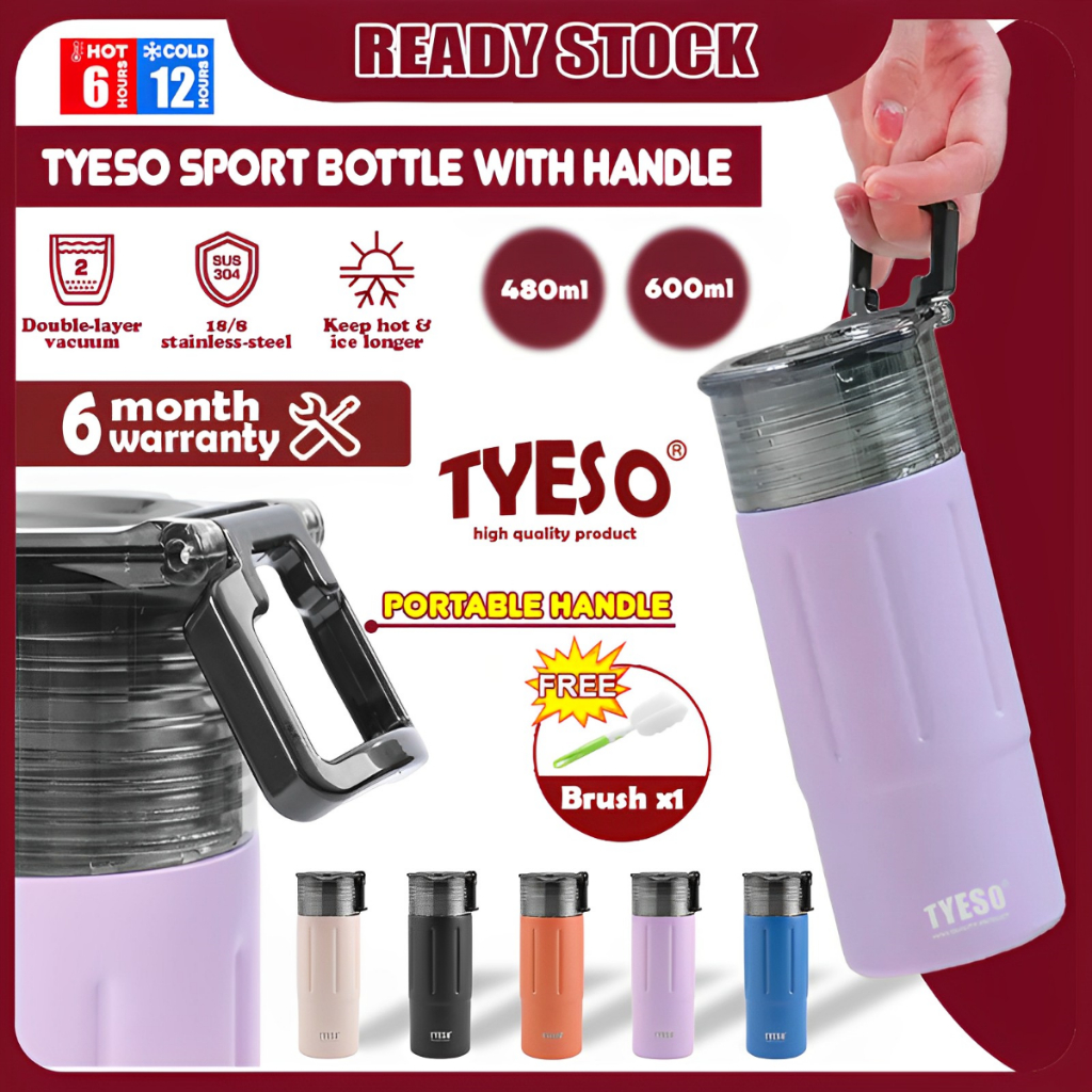 Tyeso Tumbler Sport Bottle With Portable Handle 480ml/600ml 304 ...