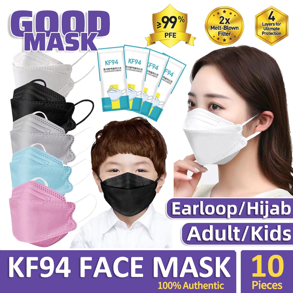 [Ready Stock]KF94 Mask 10pcs KF94 face mask murah 10pcs for adult kids Premium korea 4PLY Thick ...