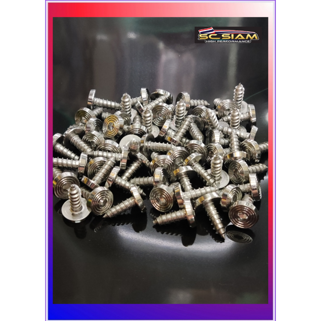 🔩🪛🔩 SKRU COVERSET M5 FLAT SPIRAL SC SIAM THAI STYLE SILVER CHROME 🔩🪛🔩 ...