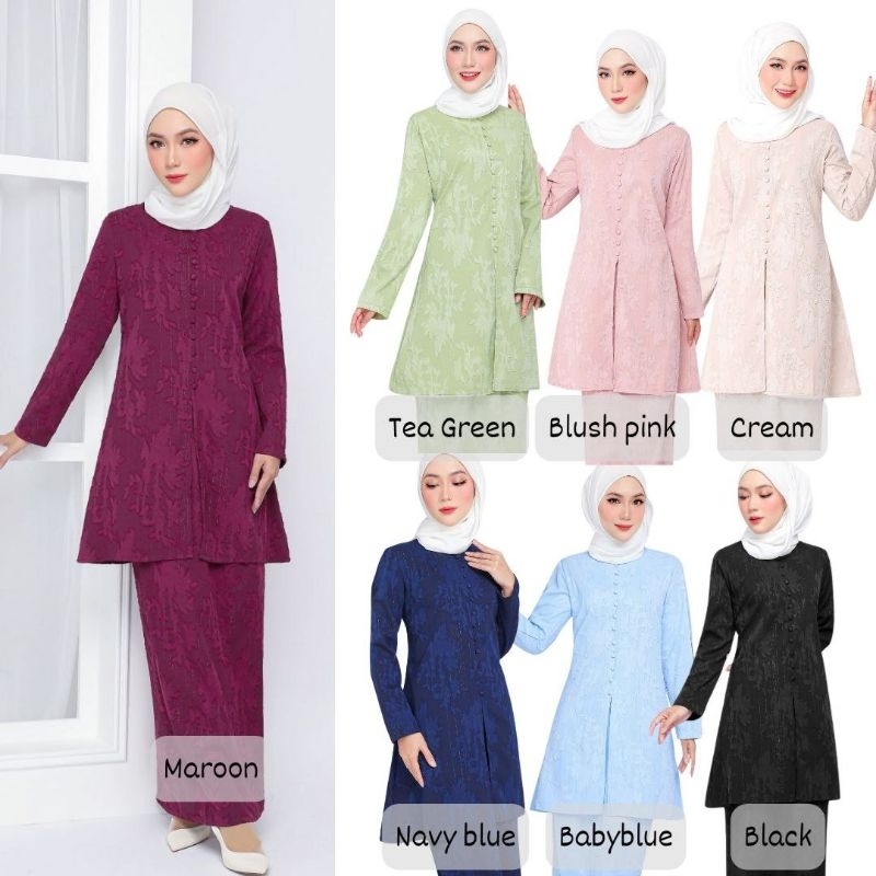 BAJU RAYA 2024 SIZE S-XL KEBAYA MODEN MUSLIMAH BLACK MAROON NAVYBLUE ...