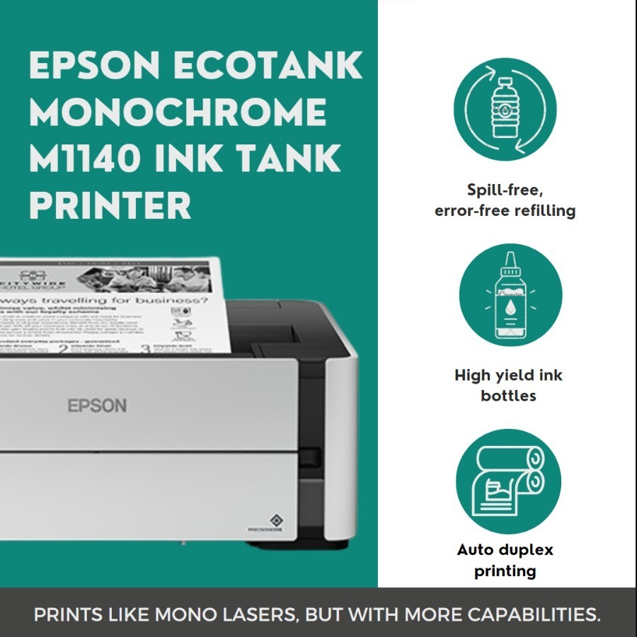 [Ready Stock] Epson EcoTank Monochrome M1140 Ink Tank Printer | Shopee ...