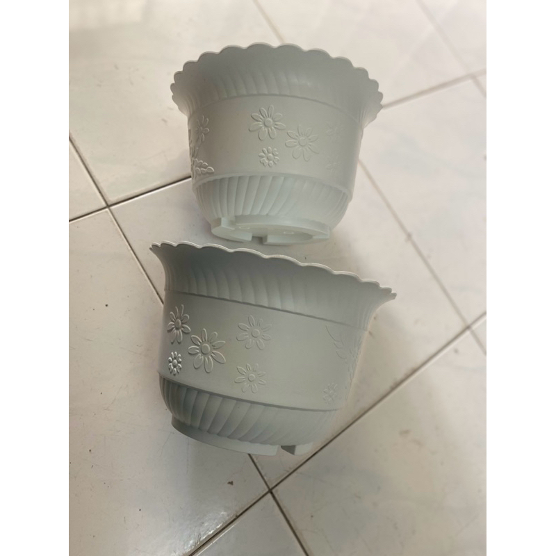 2pcs pasu putih size 2 liter tanah cantik tanam pokok cili& bunga ...