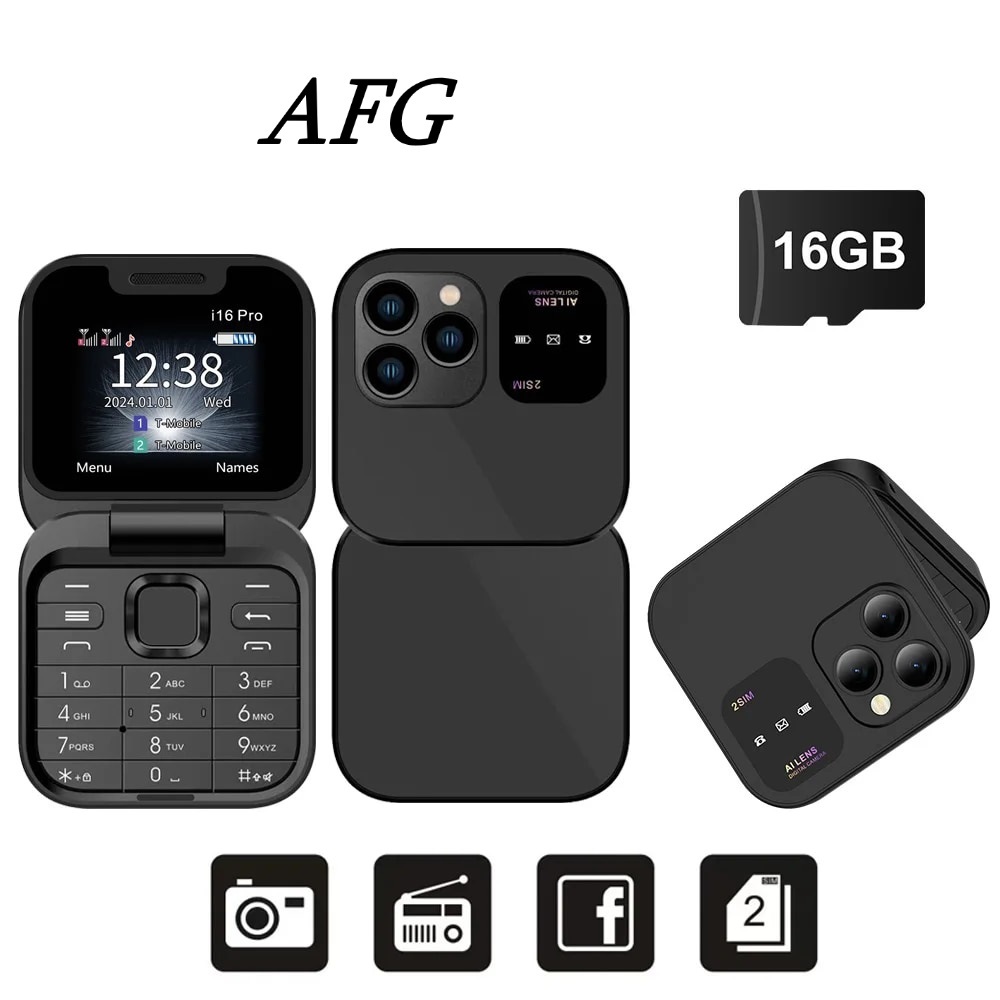 New Flip Phone i16 Pro 2G Long Standby Mobile Phone Camera Super Touch ...