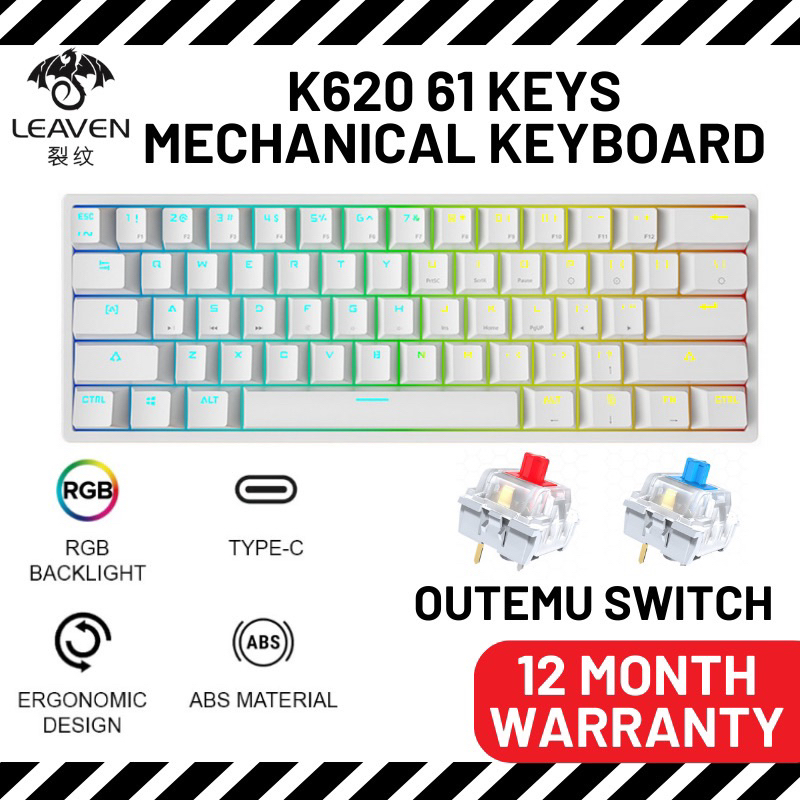 Leaven K620 61 Keys & Gaming Keyboard Detachable Type C RGB Lighting ...