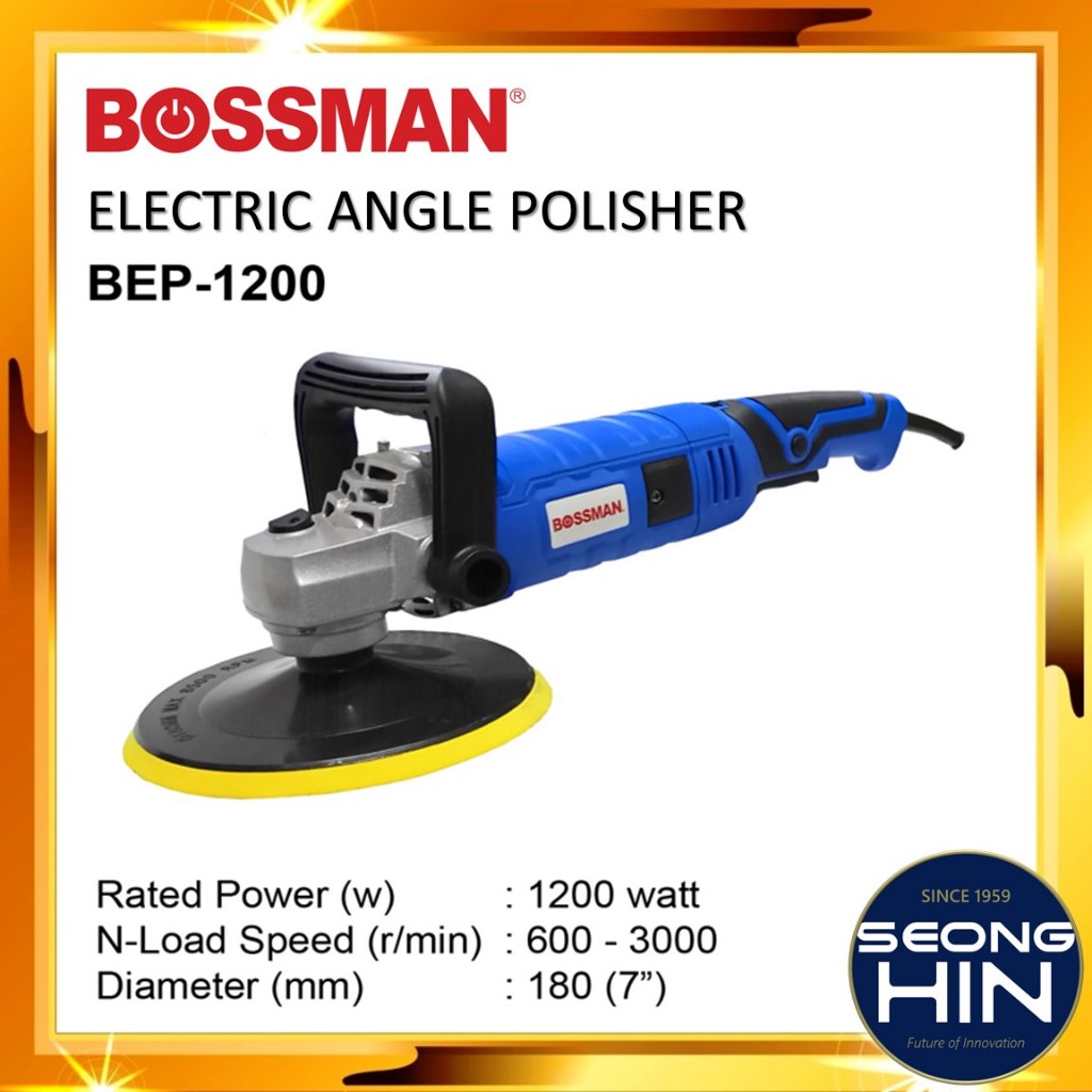BOSSMAN 7" Electric Angle Polisher BEP1200 180mm Car Polisher mesin ...