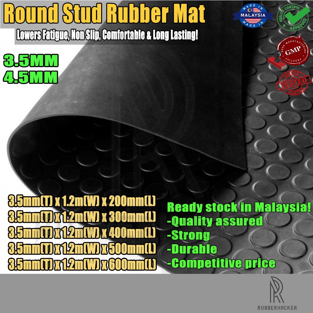 Round Stud Rubber mat 3.5mm Thick x 1.2m Width Various Sizes Length ...