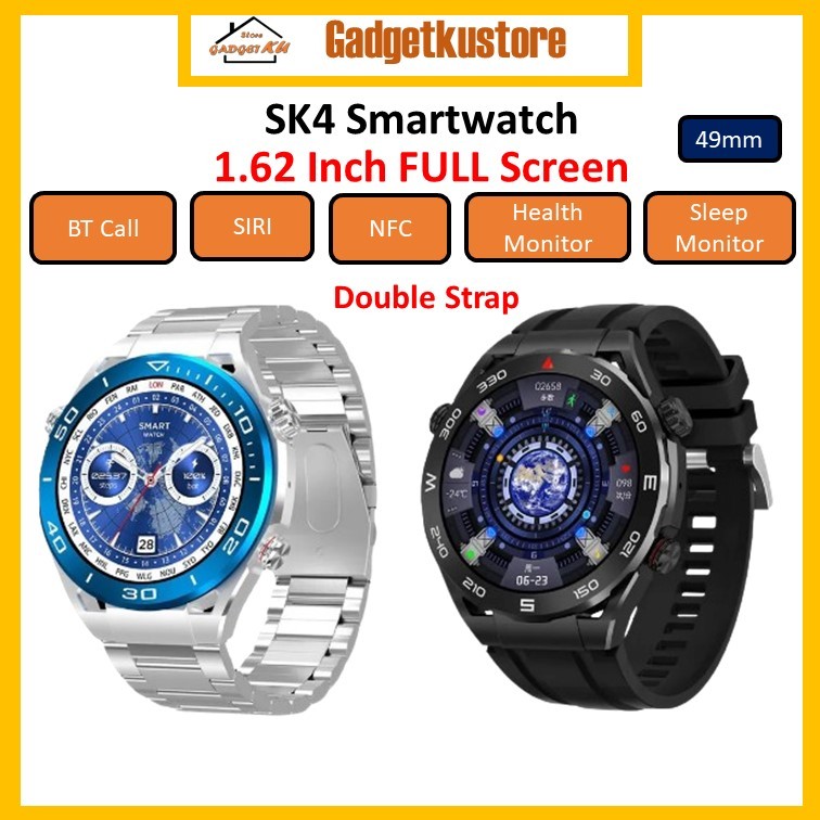 SK4 1.62 inch FULL SCREEN Smartwatch BT CALL NFC Health Monitor Wallet ...