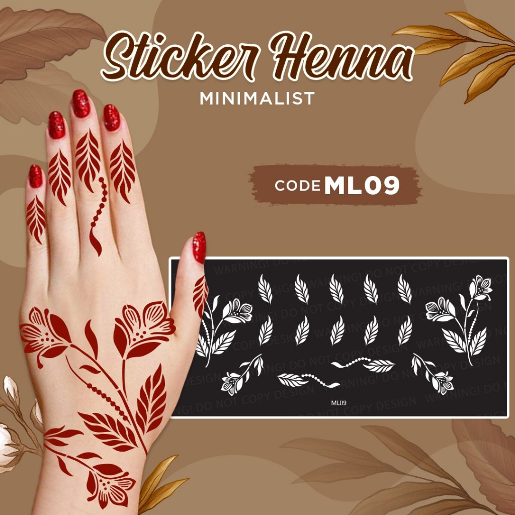 Stiker Inai Minimalis 2024 Henna Minimalist Sticker Latest Design ...