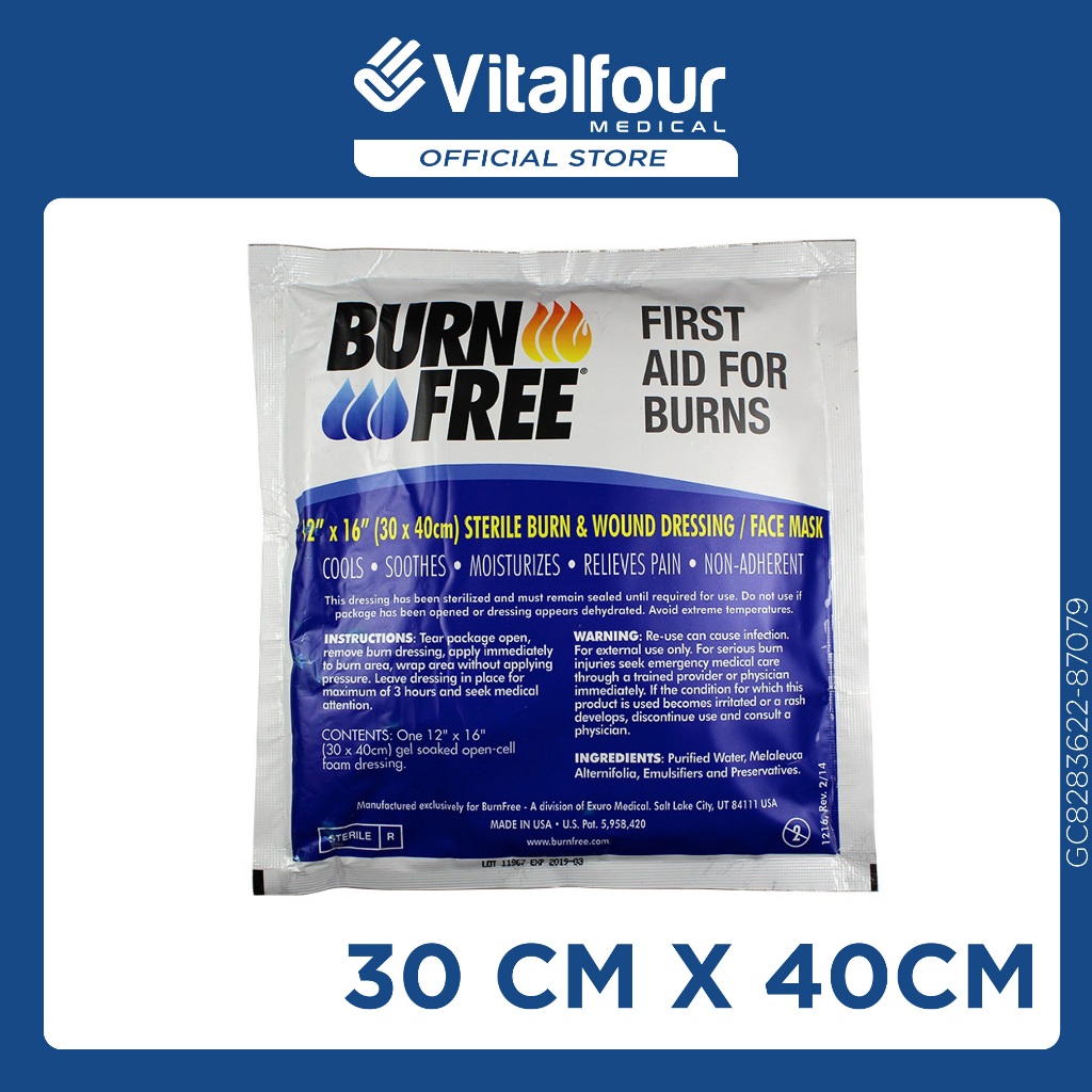 BurnFree 30cm x 40cm Sterile Face Mask Burn Dressing First Aid For Burn ...