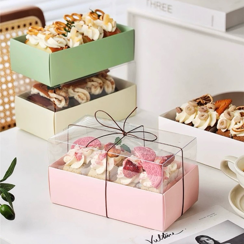 Swiss Roll Cake Packing Box Clear PET Cover Dessert Packaging Candy Box ...