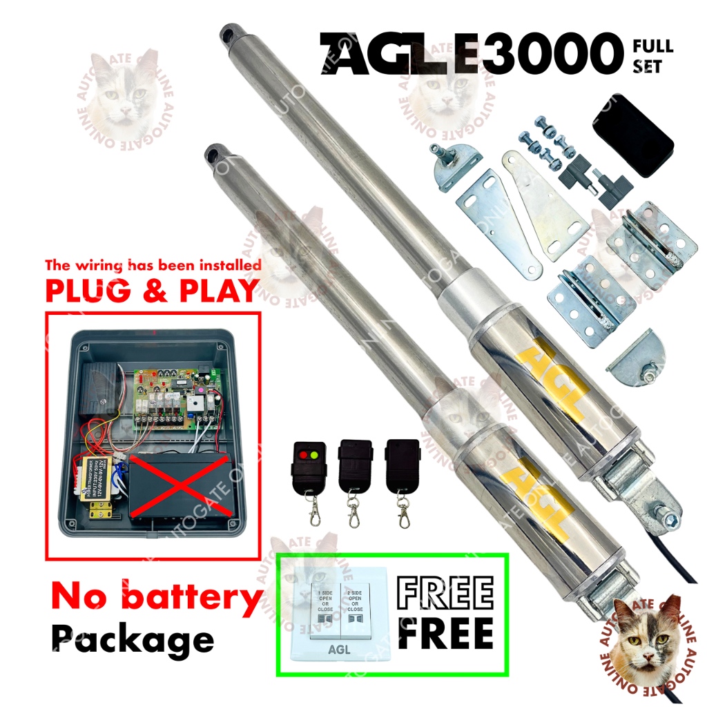 AGL E3000 680MM 2CH 433MHZ ( FULL SET ) SWING ARM AUTOGATE E8 E3000 ...