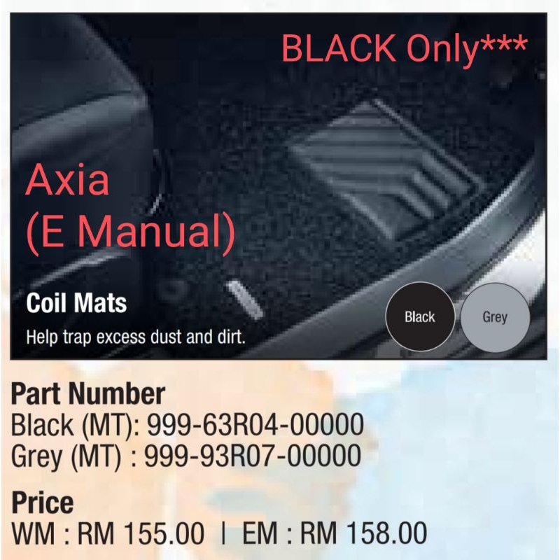 Perodua Gear Up Door Visor Sunshade Coil Mat Axia Bezza Myvi Alza Aruz ...