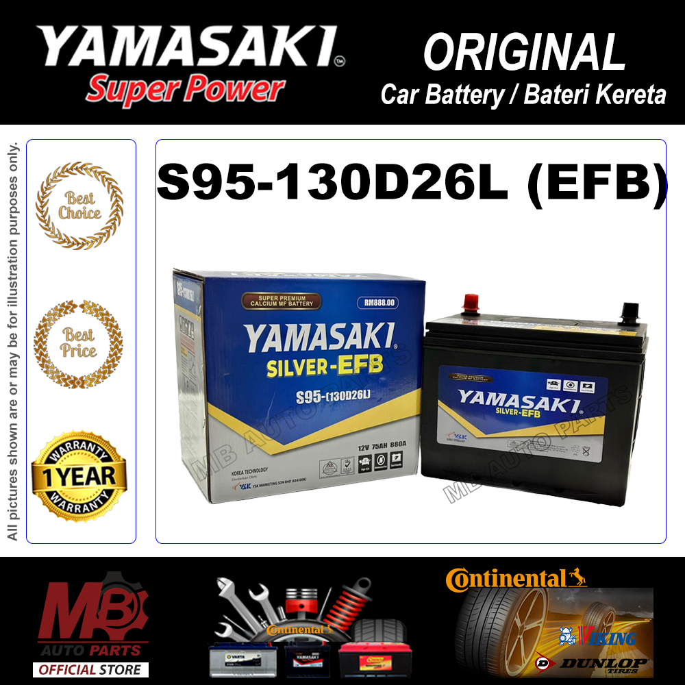 YAMASAKI - S95-130D26L EFB Silver - Super Power Battery [Car Battery | Bateri Kereta] | Shopee ...