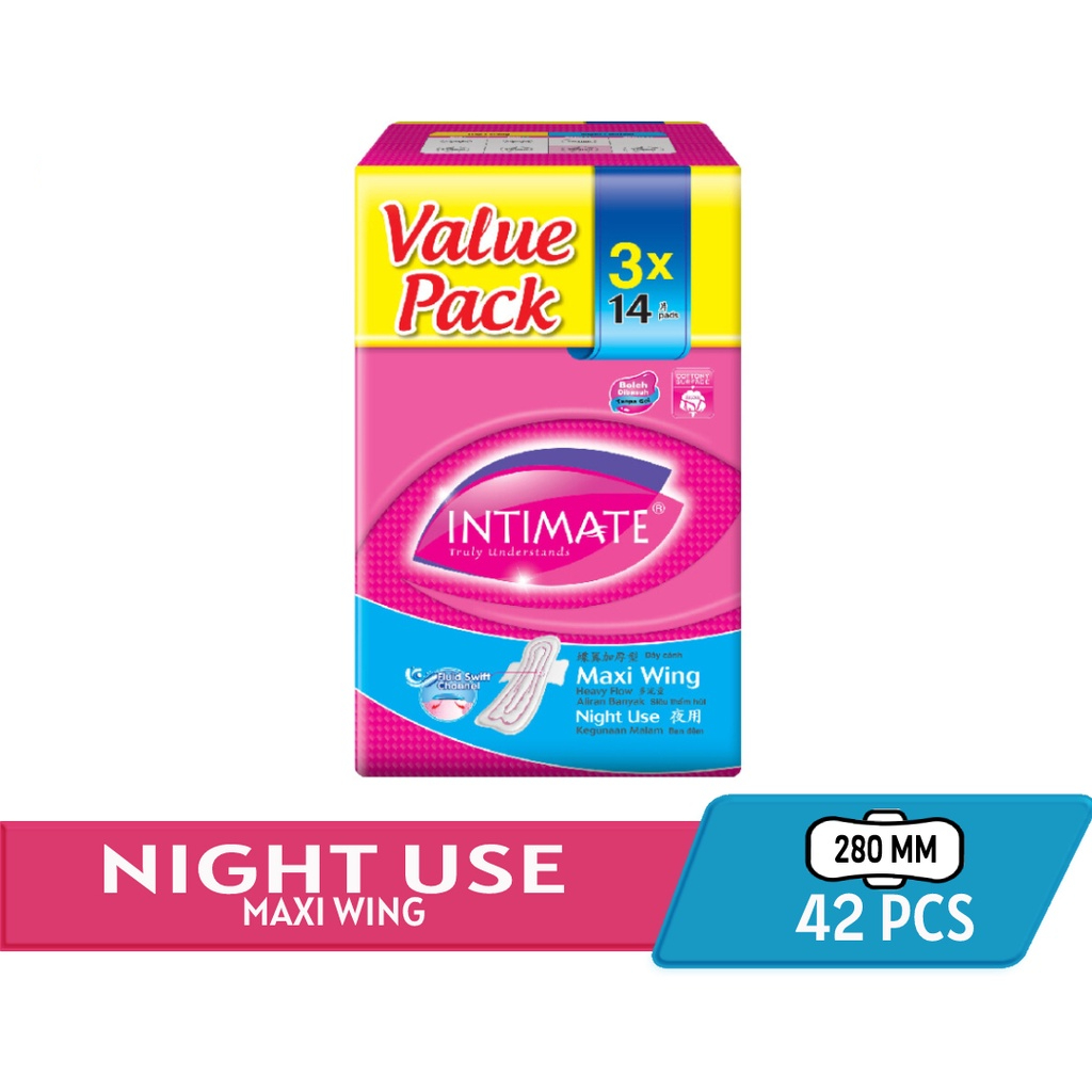 INTIMATE Night Long SF Wing 28cm 3 Packs x 14 Pads Value Pack | Shopee ...