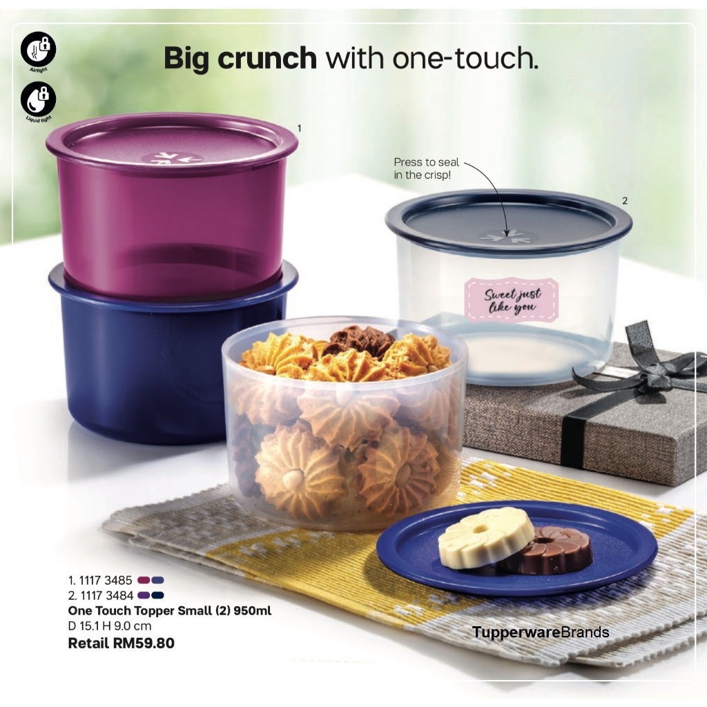 Tupperware One Touch Topper Small (2) 950ml | Shopee Malaysia