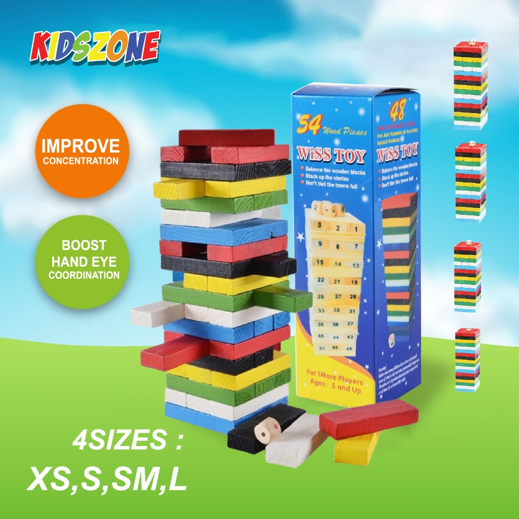 Colourful Wooden Blocks Stacking Balancing Game Tower Tumbling Board ...