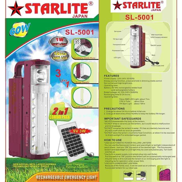ORIGINAL JAPAN Emergency Light, Starlite SL-5001 Made in Japan | Shopee ...