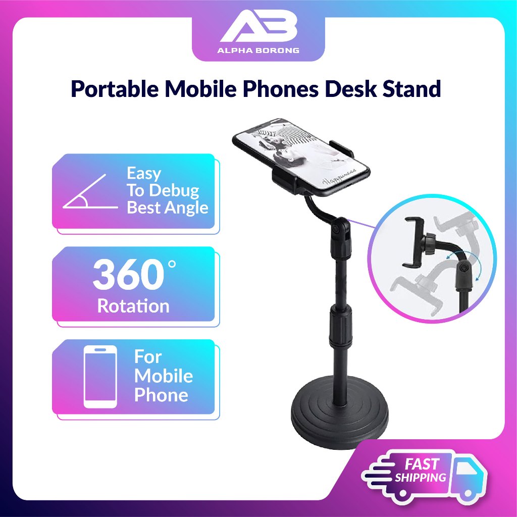 Phone Stand Holder Mini Table Kaki Fon Klip Meja Live Streaming Video ...