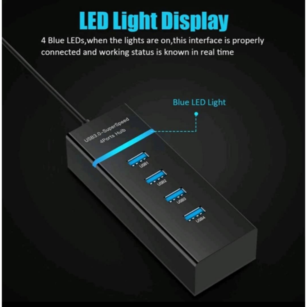 USB Hub 3.0 Extension Cable Splitter Port Hub Extender 4 Port Free FOR ...