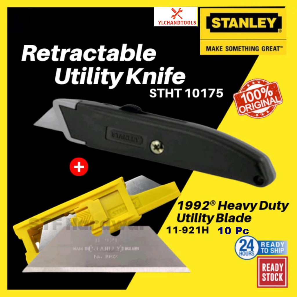 *STANLEY* STHT10175-8 RETRACTABLE UTILITY KNIFE + SPARE BLADE | Shopee ...